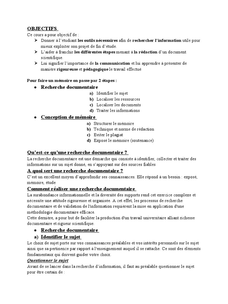 OBJECTIFS | PDF | Recherche d'information | Document