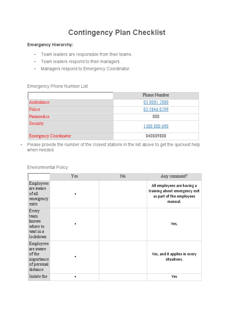 Contigency Plan | Download Free PDF | Emergency Medical Services ...