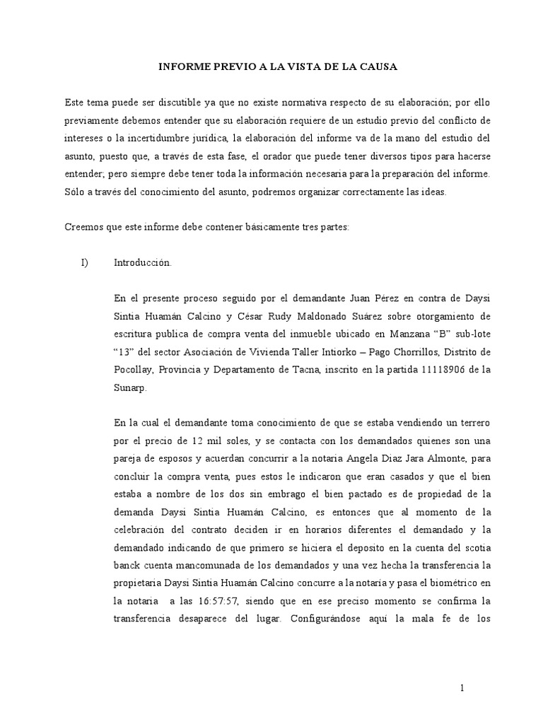 Informe Oral Vista de La Causa - Paola | PDF | Justicia | Crimen y violencia
