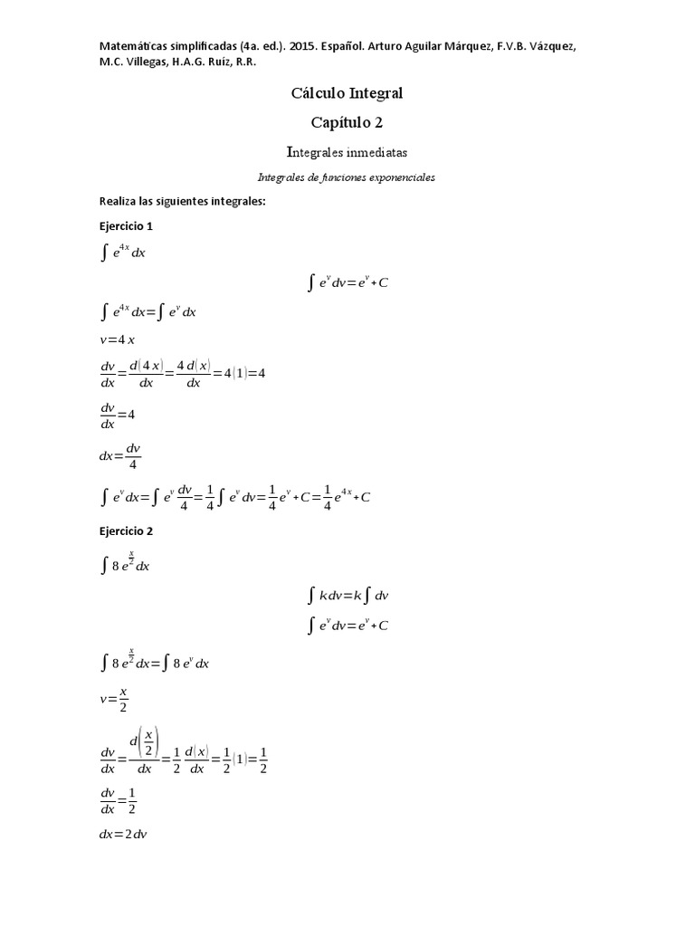 Intergación_Capitulo 2_Integrales_funciones_exponenciales | PDF | Análisis | Álgebra lineal