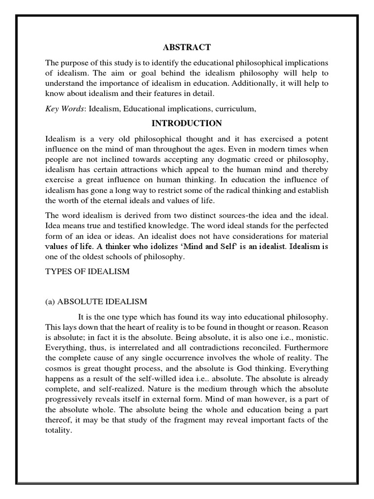 Critical Analysis of Idealism | PDF | Idealism | Spirituality