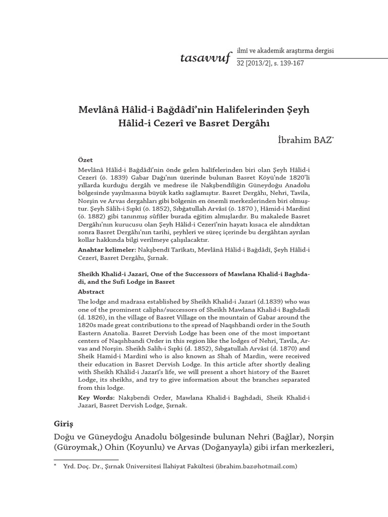 Silo - Tips Mevlana Halid I Badad Nin Halifelerinden Eyh Halid I Cezer Ve Basret Dergah | PDF