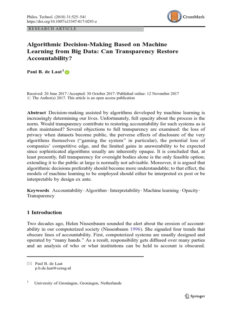 Algorithmic Decision-Making Based On Machine Learning From Big Data ...