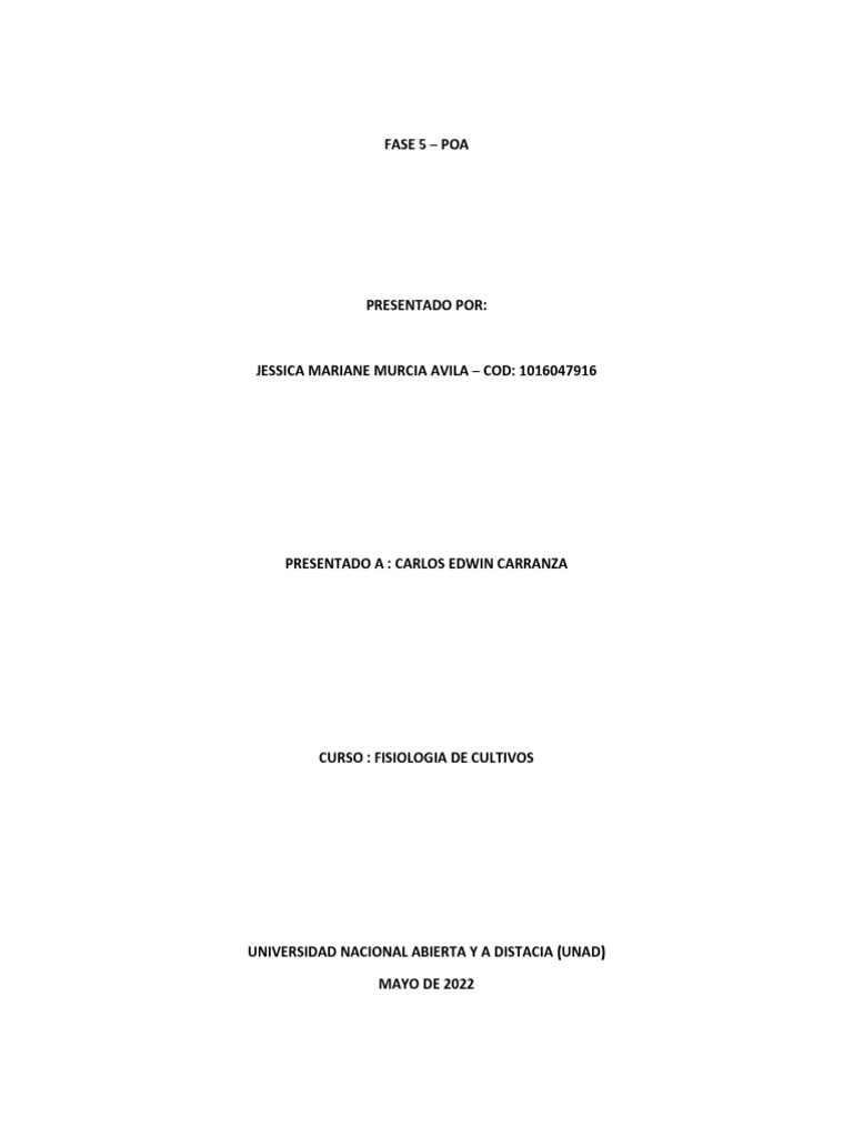 Fase 5 - Poa - Fisiologia de Cultivos | PDF