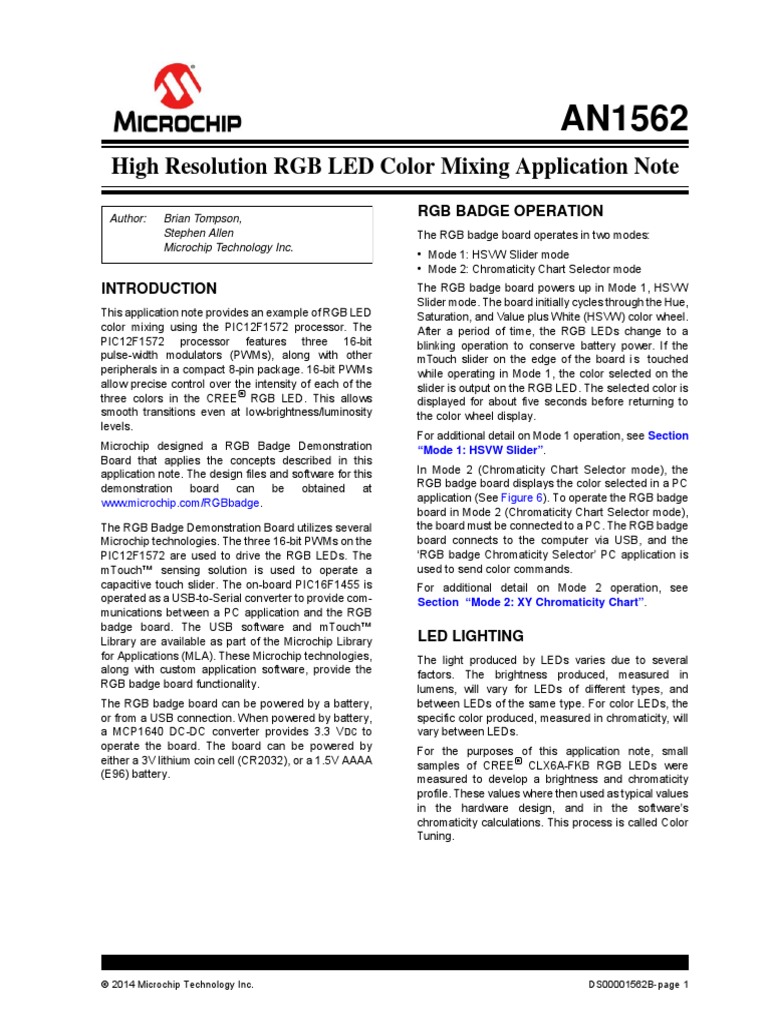 High Resolution RGB LED Color Mixing Application Note | PDF | Rgb Color ...