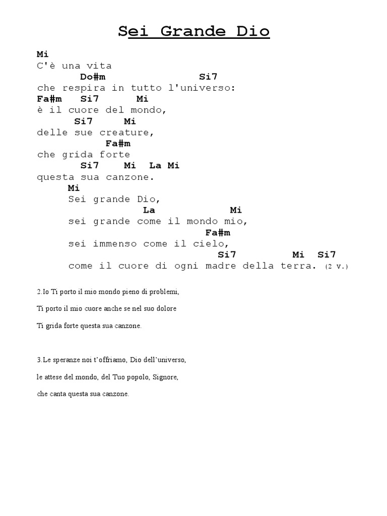 Sei Grande Dio | PDF