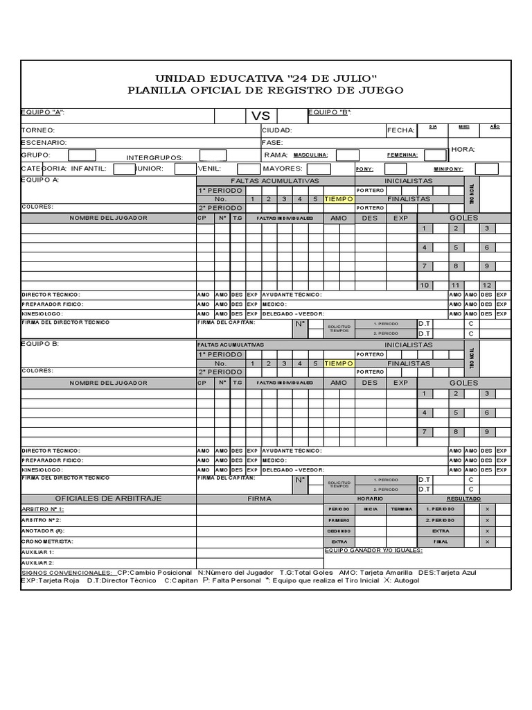 Planilla de Futsal | PDF | Ocio | Juegos de pelota