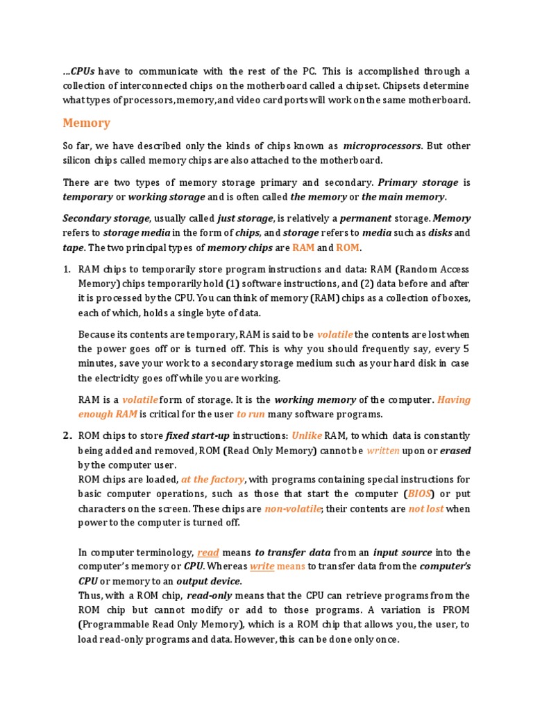 Gade 10 ICT Note | PDF | Computer Data Storage | Random Access Memory