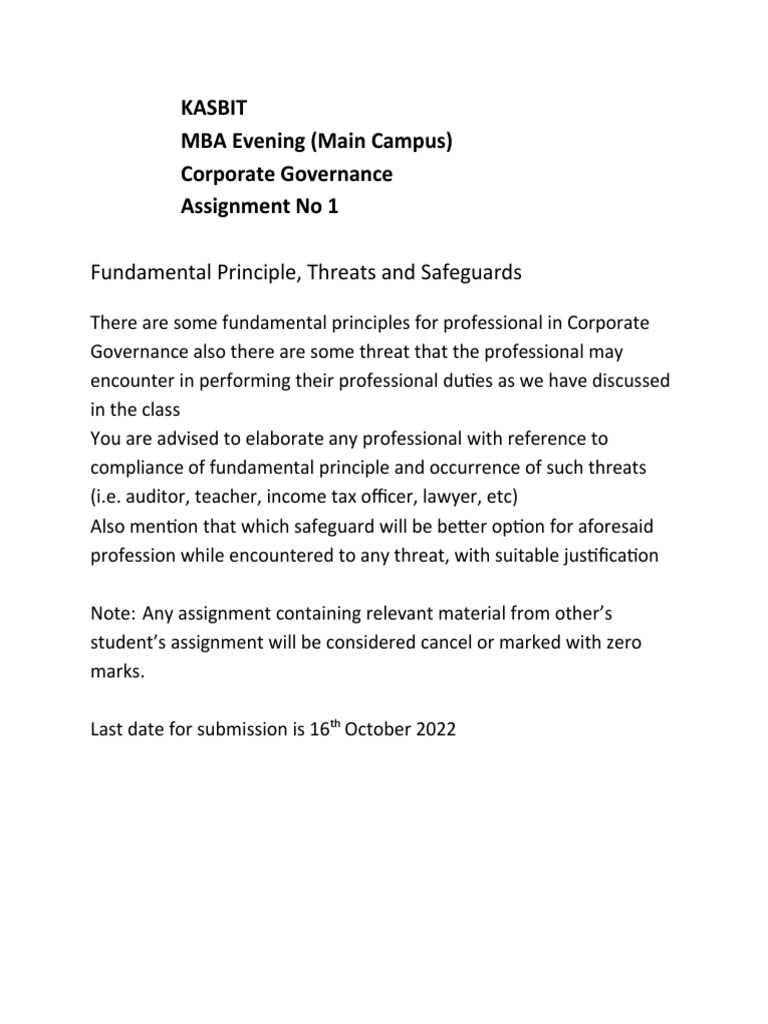 Kasbit Assignment No 1 | PDF | Business | Finance & Money Management