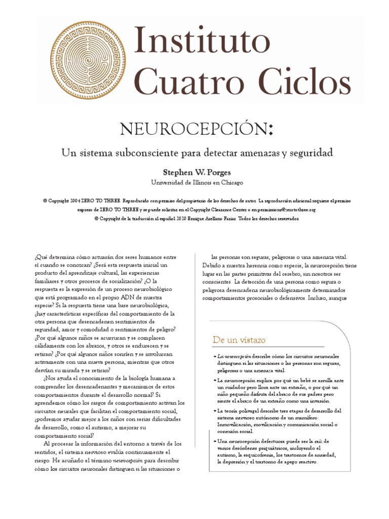 Artículo de Dr. Porges. Neuroception | PDF | Teoría de apego ...