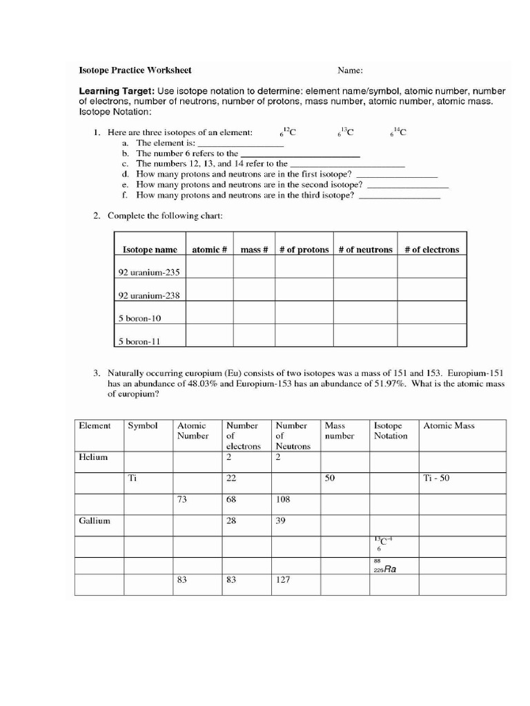 Isotope Sheet | PDF