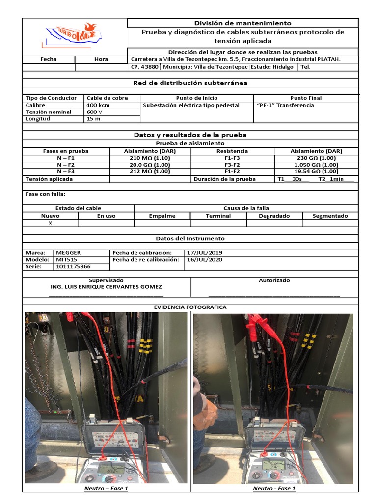 Pruebas de Aislamiento | PDF | Aislador (Electricidad) | Ingenieria Eléctrica