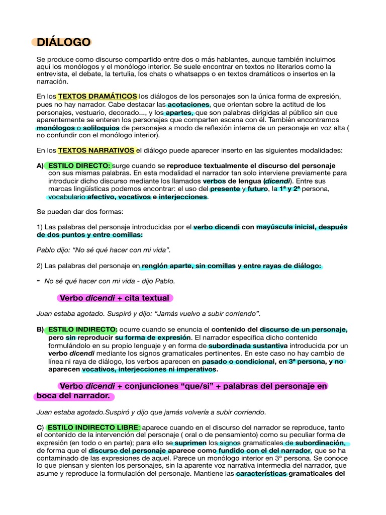 Análisis y clasificación de los tipos de diálogo en textos narrativos y ...