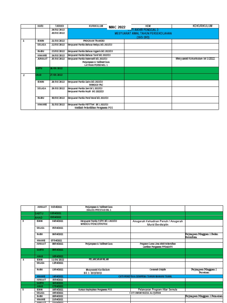 Takwim 2022 2023 | PDF