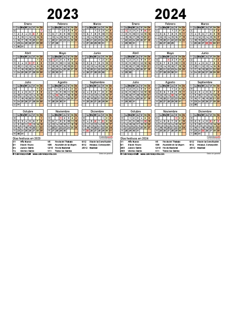 Calendario 2023 2024 Horizontal | PDF