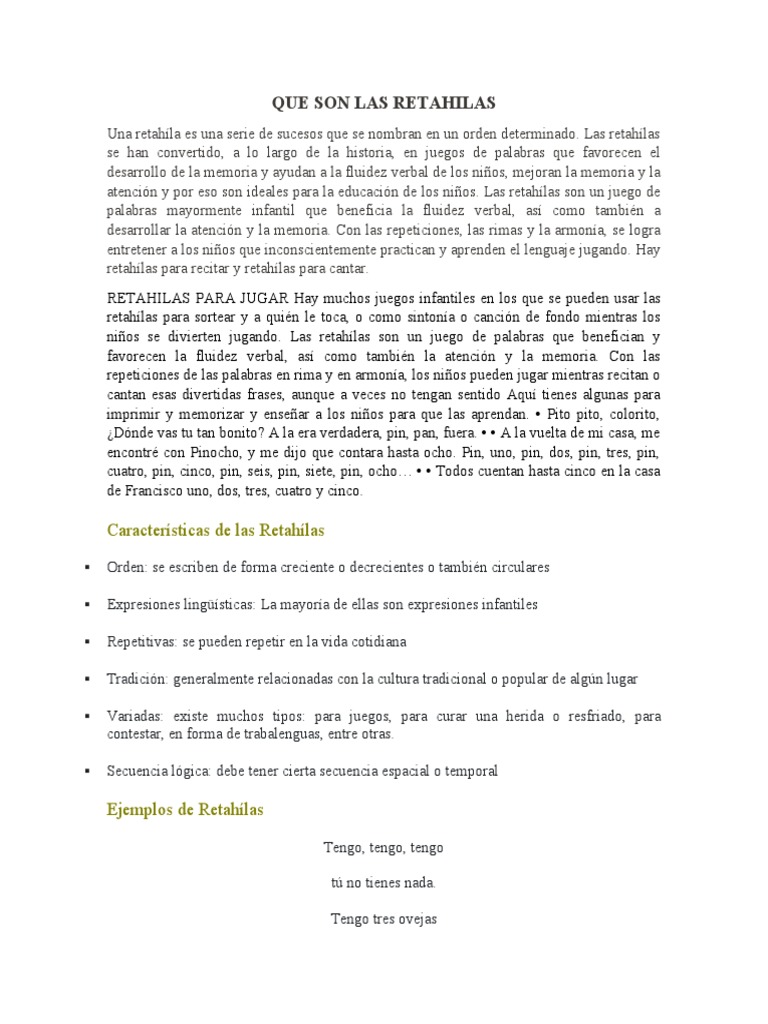 Que Son Las Retahilas | PDF