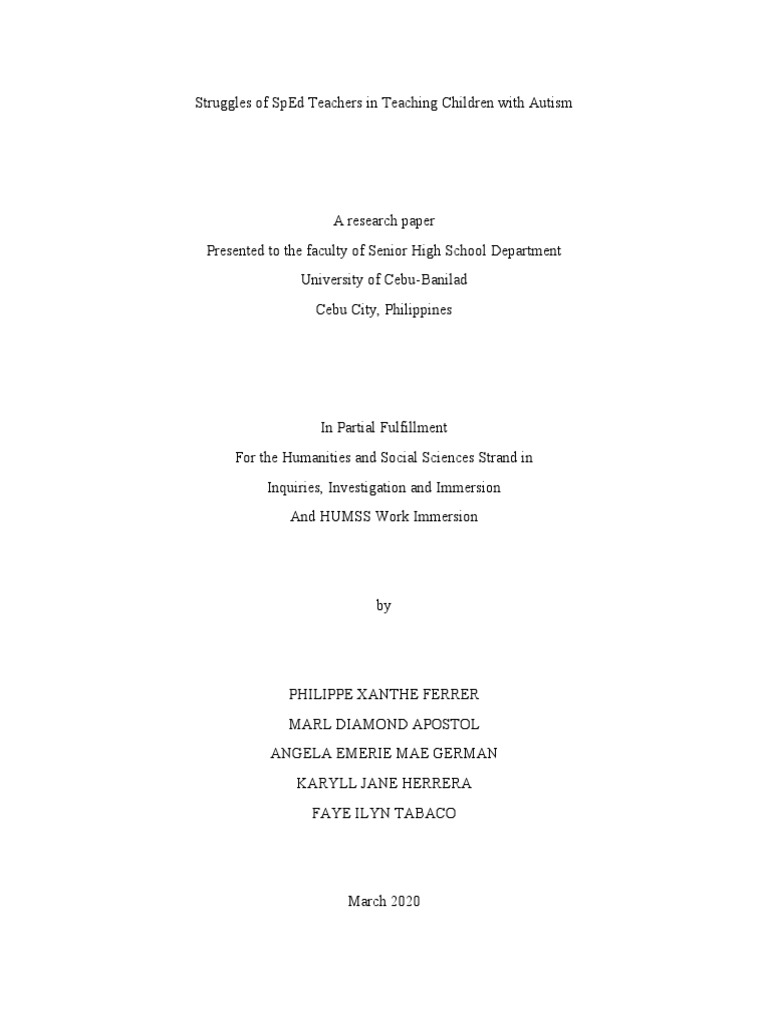 Tabaco's Research Example | PDF | Autism | Teaching Method