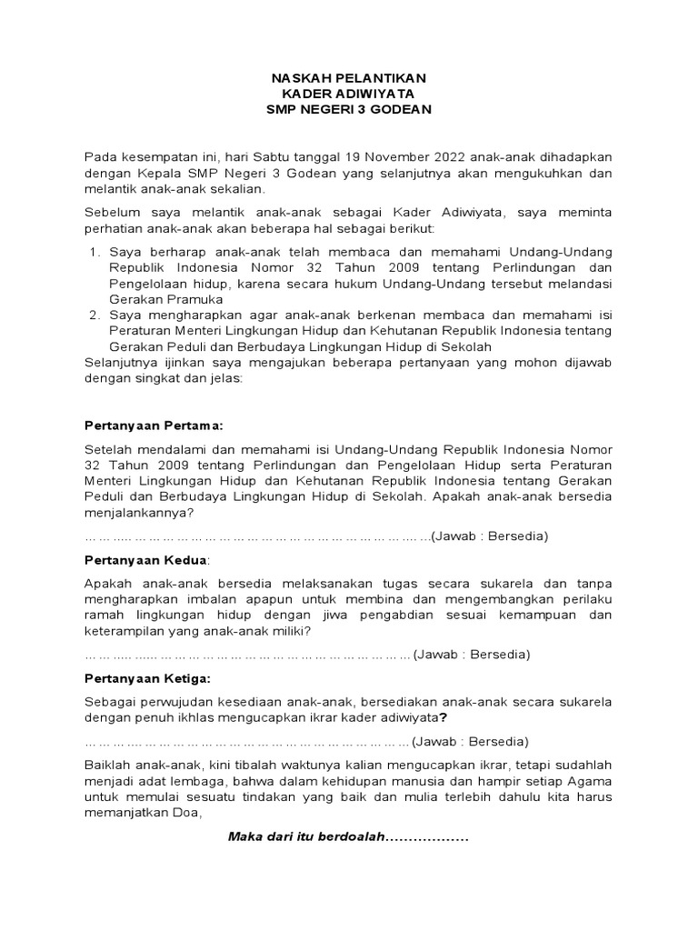 Naskah Pelantikan | PDF