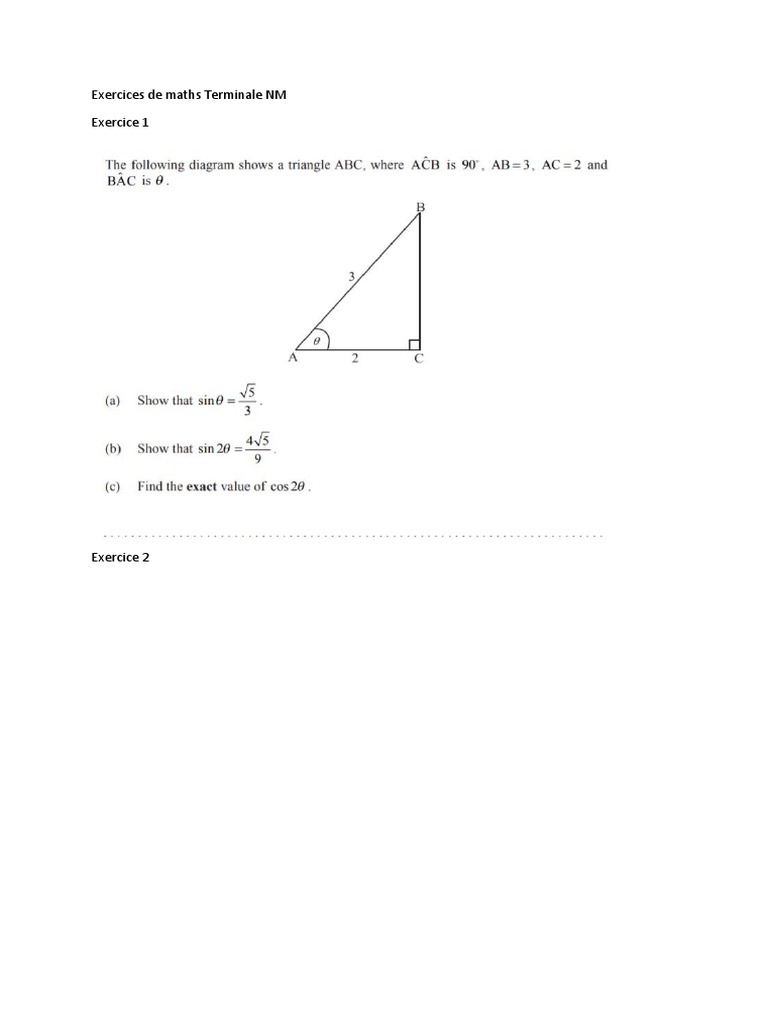 Exercices de Maths Terminale NM | PDF