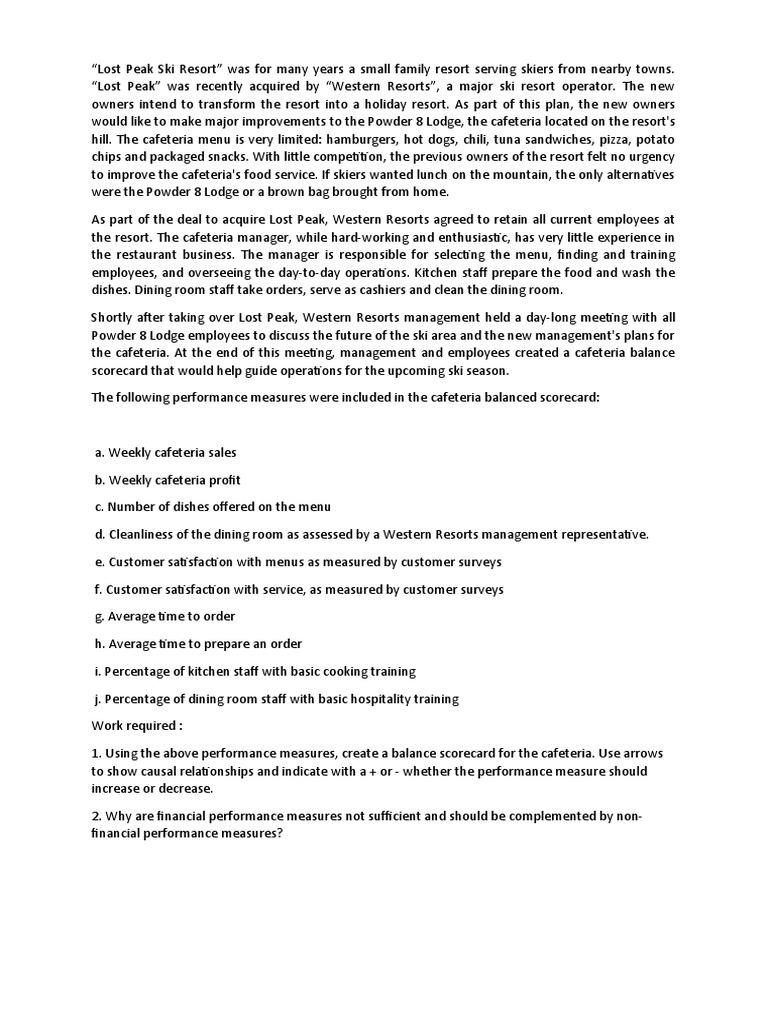 Transforming the Powder 8 Lodge Cafeteria: Developing a Balanced ...