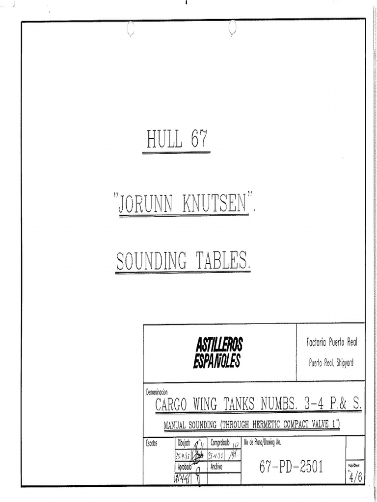 Cargo Centre Tanks Numbs 3-4 P. & S. Manual Sounding | PDF