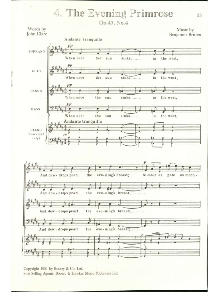 B. Britten - The Evening Primrose | PDF