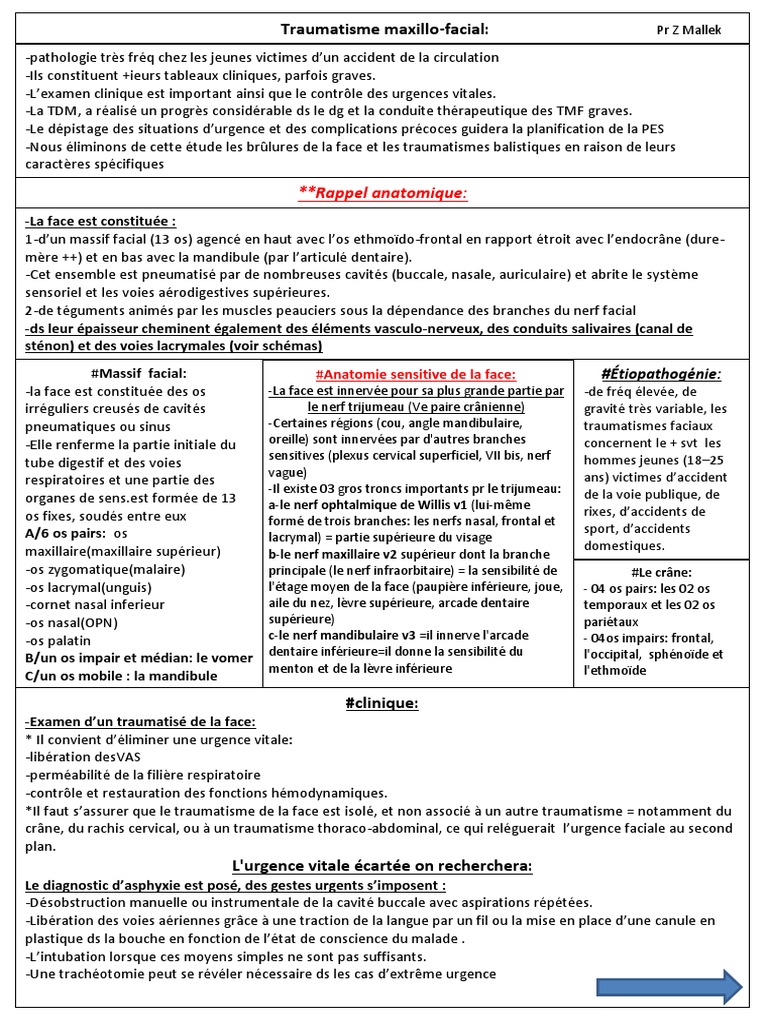 Traumatisme maxillo-facial chez les jeunes | PDF | Anatomie humaine ...