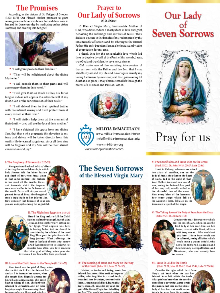 The Seven Sorrows of Mary: A Prayer and Explanation | PDF | Mary ...
