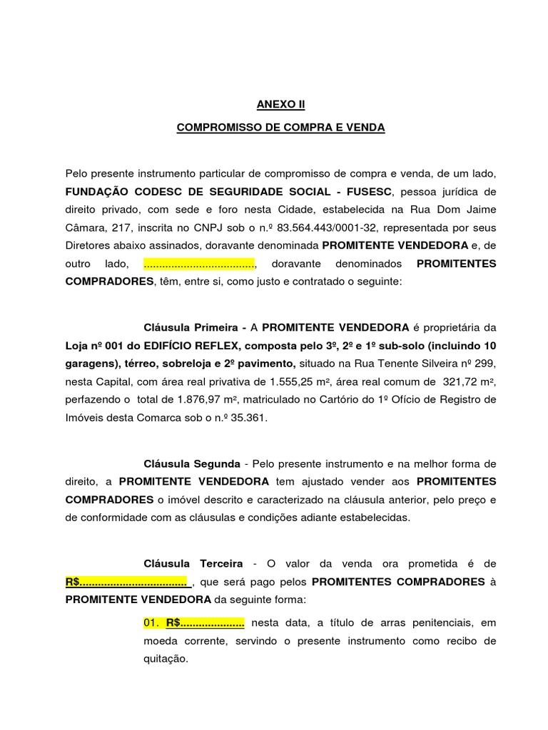 Compromisso De Compra E Venda Pdf Indenização Conceitos Jurídicos