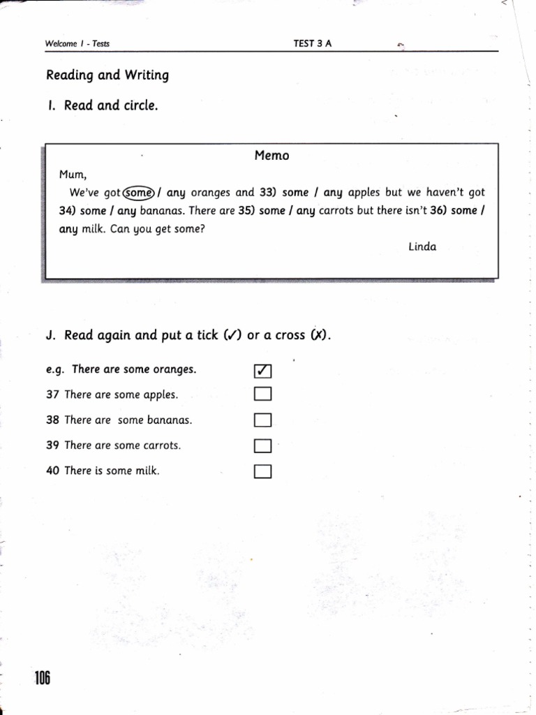 Welcome 1 Test 3 A and B | PDF