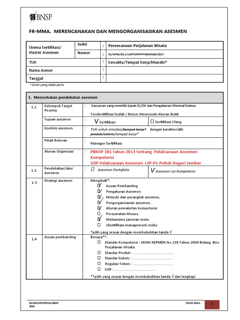 Rencana Asesmen Sertifikasi 2018 | PDF