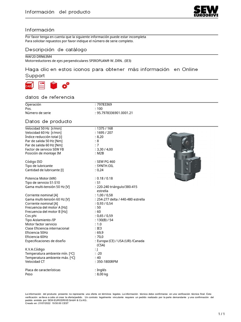 SEW Eurodrive Motorreductor | PDF | Cantidad | Metrología