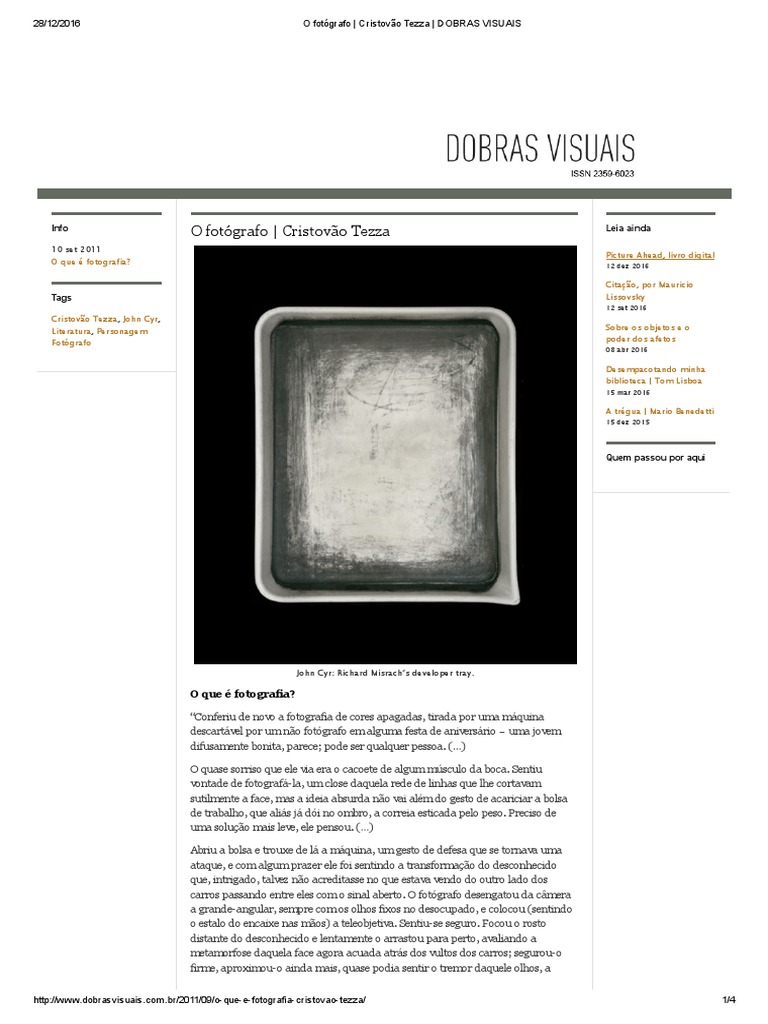 O Fotógrafo - Cristovão Tezza | PDF | Câmera