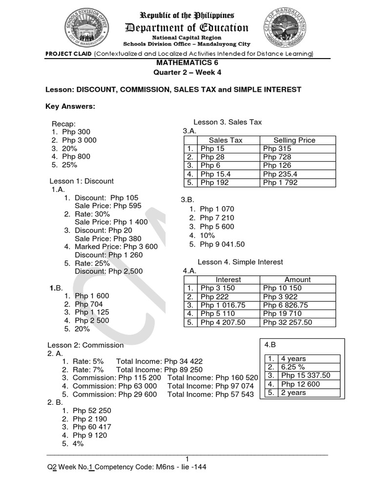 M6-Q2-M4-W4 - Answer Key | PDF | Taxes | Economies