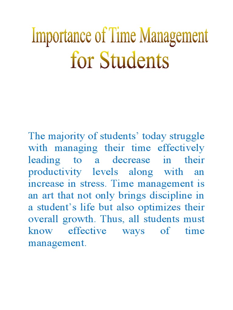 Importance of Time Management For Students | PDF | Professional Skills ...