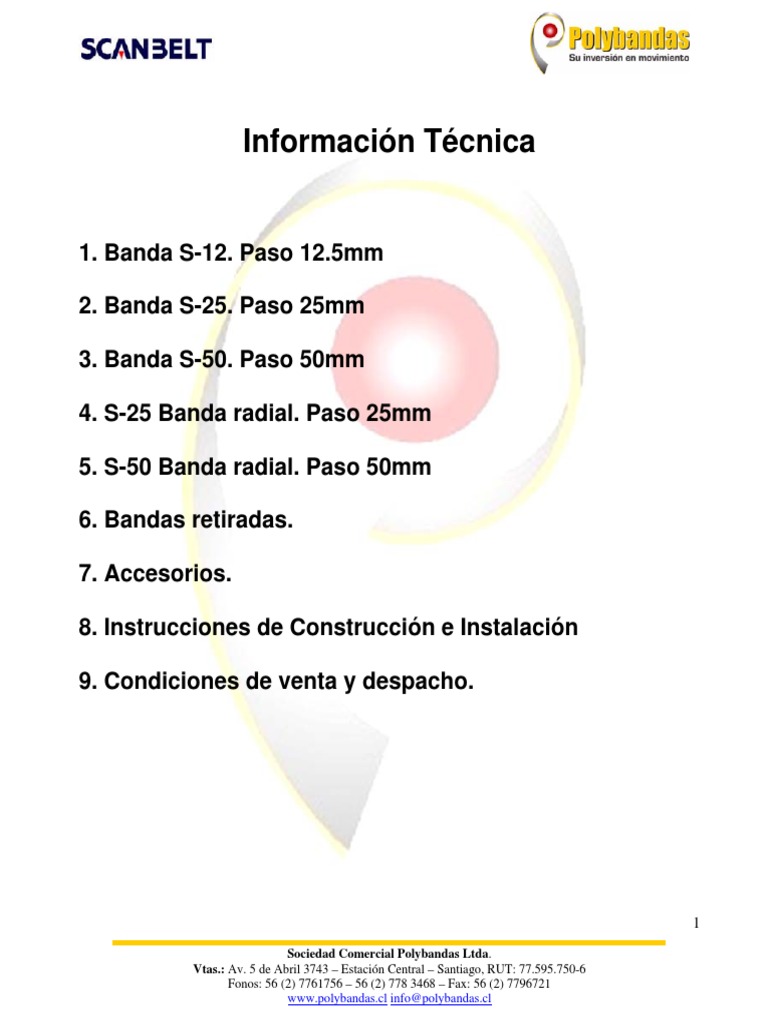 Informacion Tecnica SCANBELT | PDF | Materiales