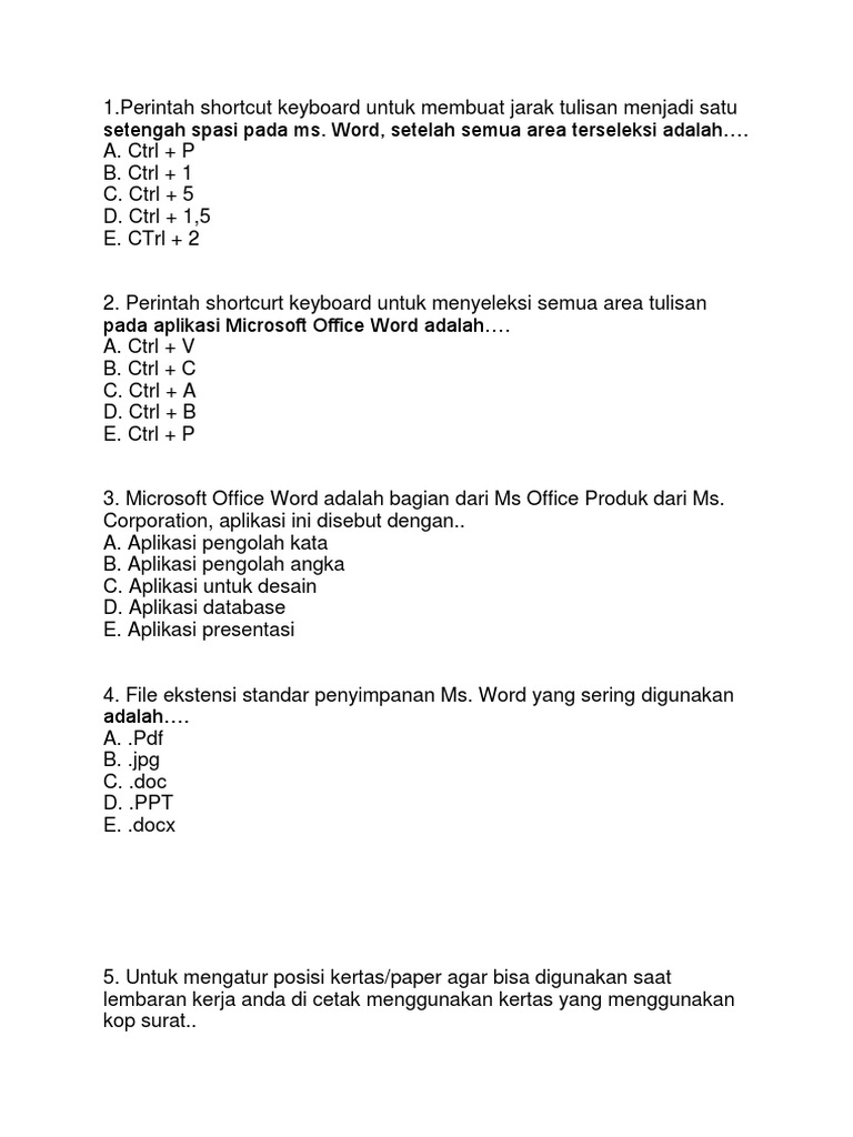 Shortcut Penting di Microsoft Word | PDF