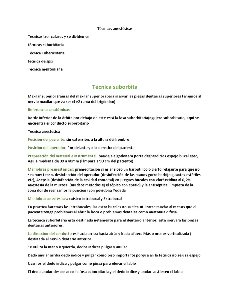 Técnicas Anestésicas - Definit | PDF | Cabeza y cuello humanos | Anatomía humana