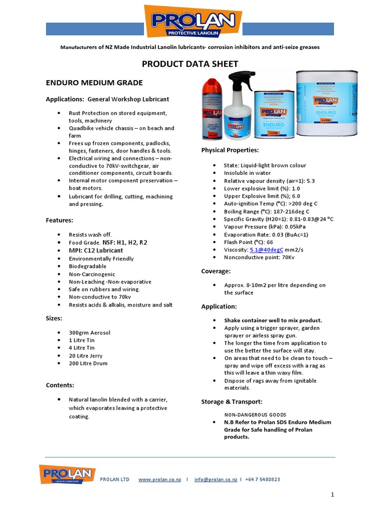 NZ Made Industrial Lanolin Lubricant | PDF | Lubricant | Materials