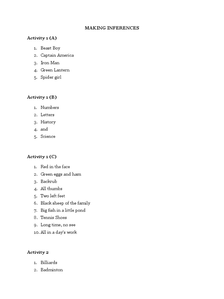 Making Inferences | PDF