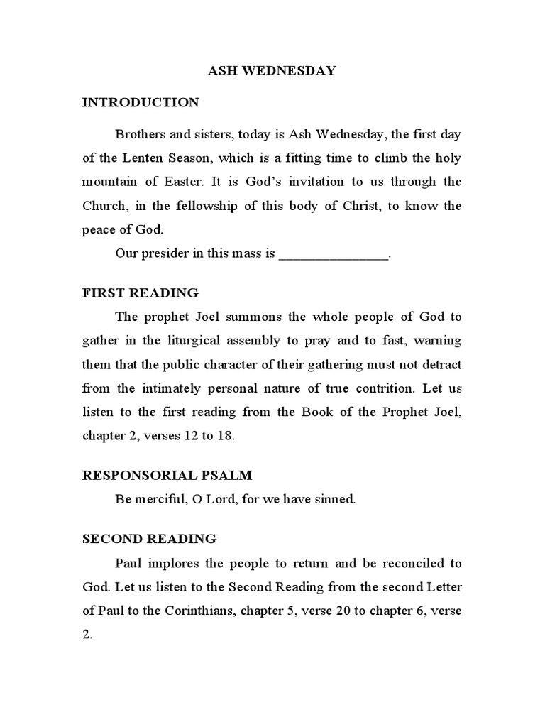 Lenten Reflection on Ash Wednesday | PDF