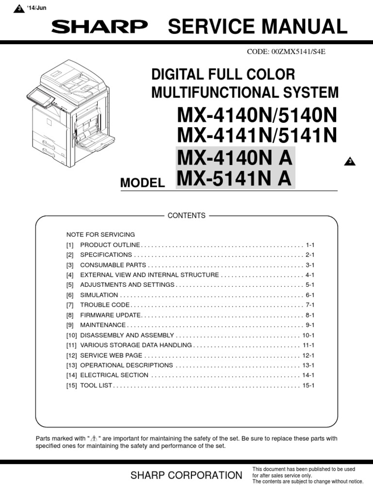 Sharp MX 5141n SM | PDF | Equipment | Electrical Engineering
