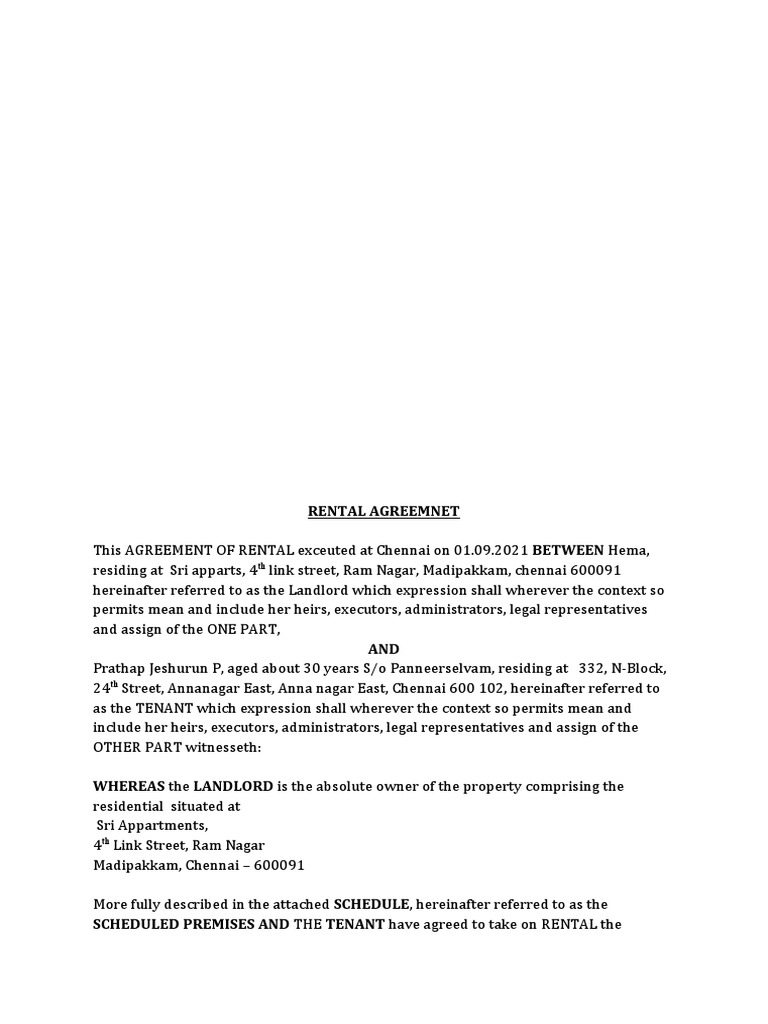 Rental Agreement - Tenant 2 - Dummy | PDF | Landlord | Leasehold Estate