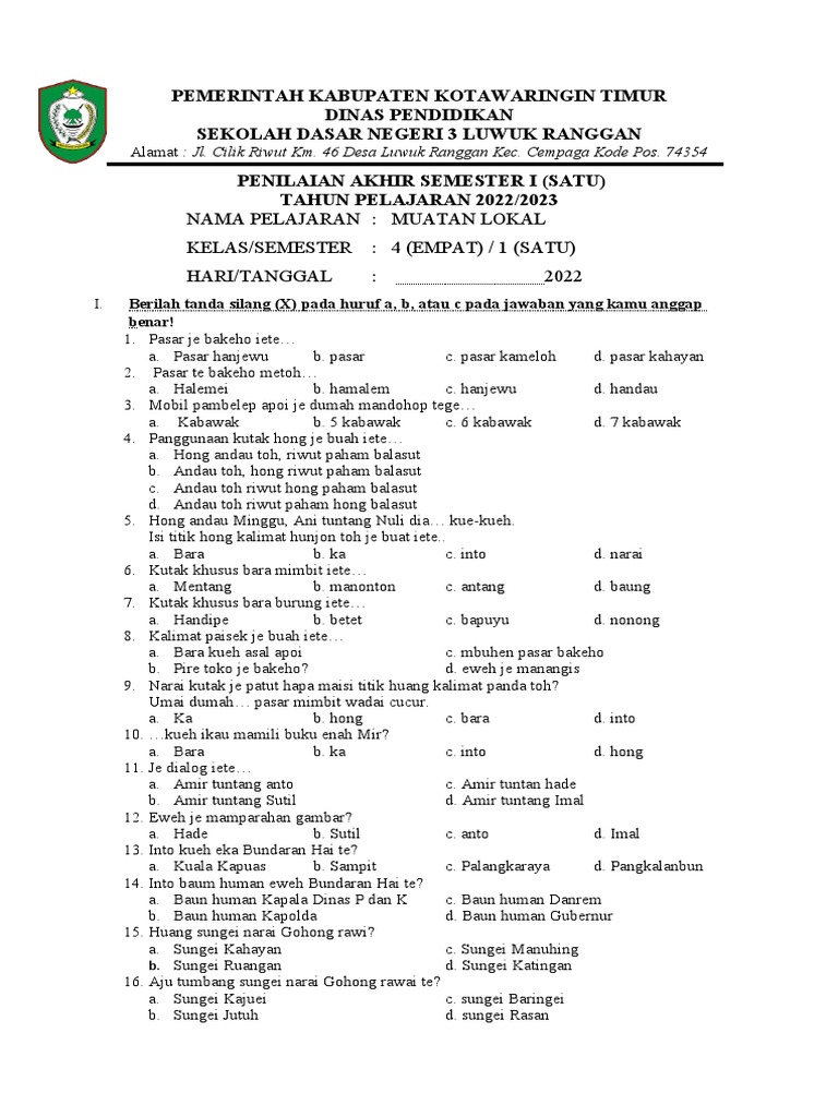 Soal Muatan Lokal | PDF