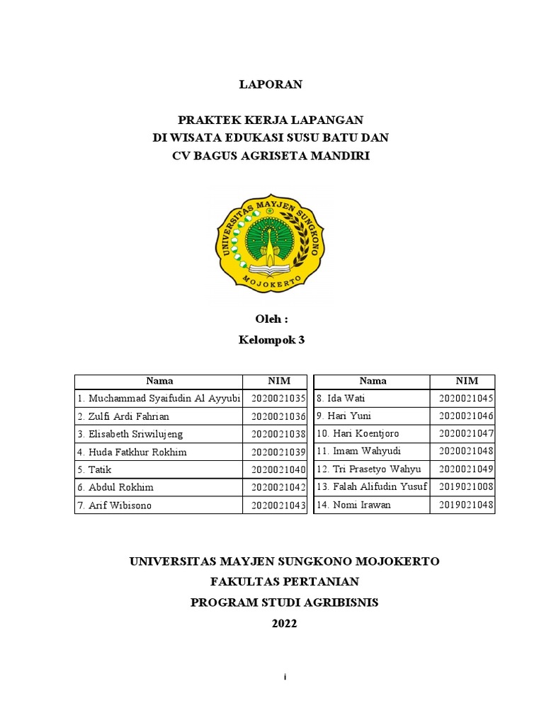 Bismillah Laporan PKL Kel. 03 | PDF