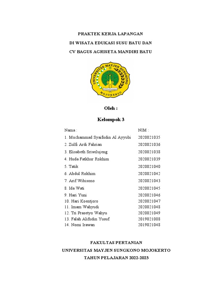 Bismillah Laporan PKL Kel. 03 | PDF