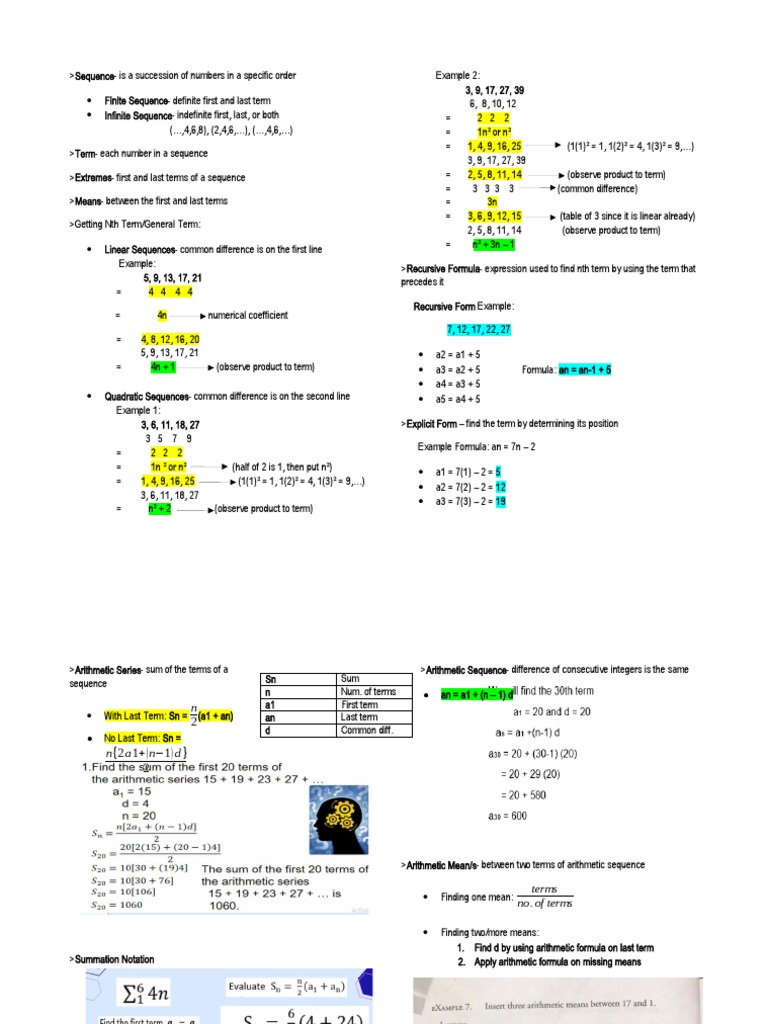 Math Reviewer | PDF | Sequence | Number Theory