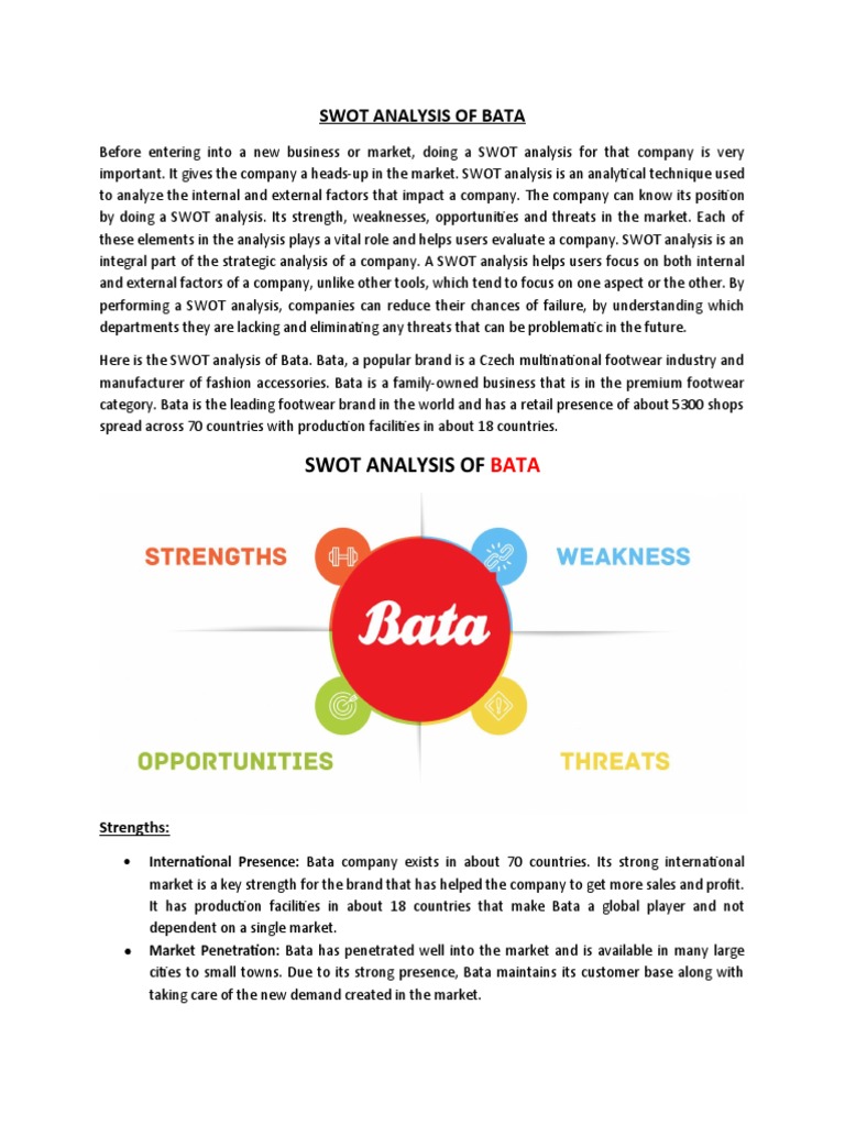 SWOT Bata (Kowshik's Part) | PDF | Swot Analysis | Brand