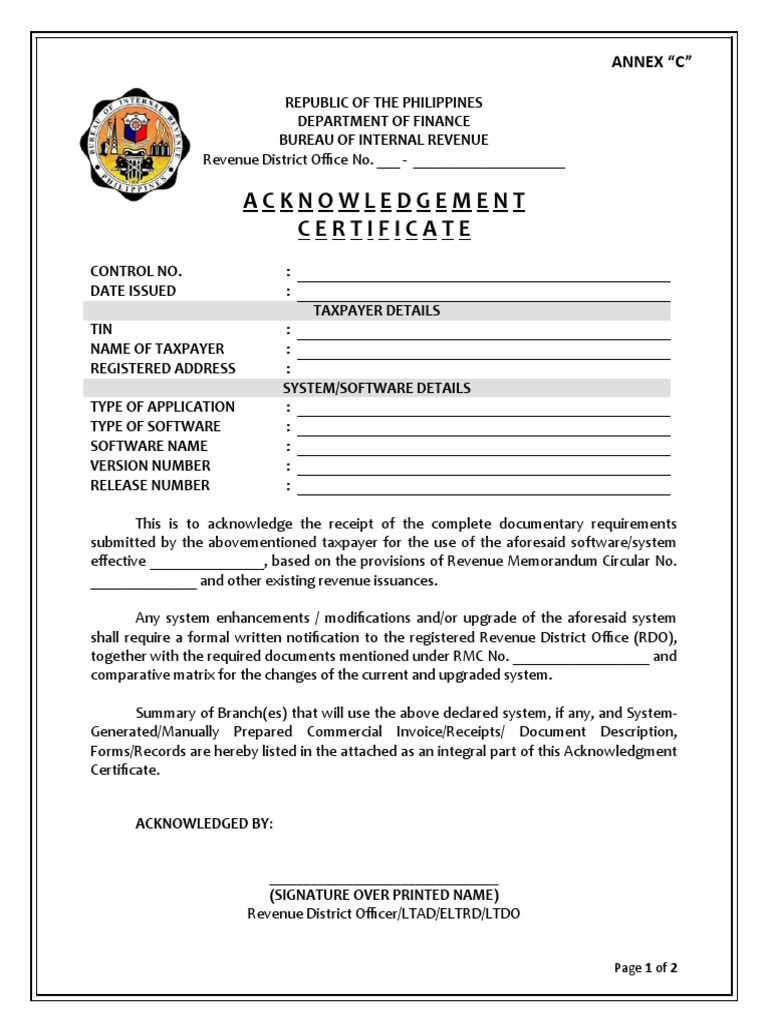 RMC No. 5-2021 Annex C | PDF | Receipt | Invoice