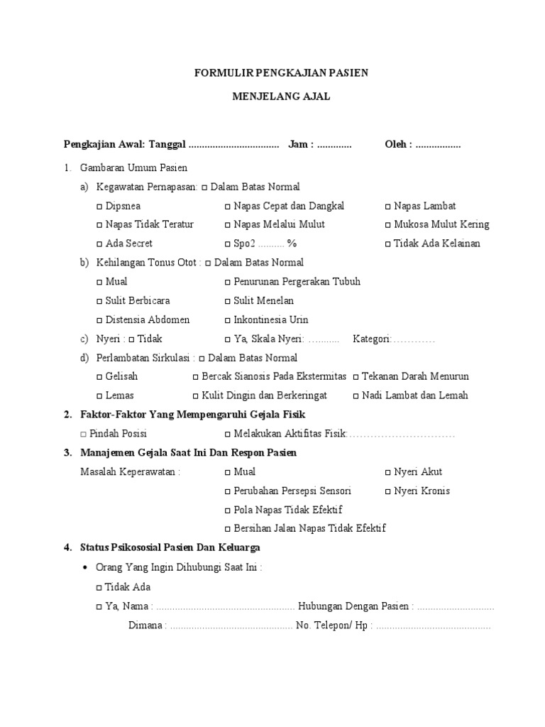 Formulir Pengkajian Pasien | PDF